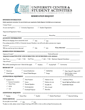 Fillable Online RESERVATION REQUEST - ucsatamuccedu Fax Email Print ...