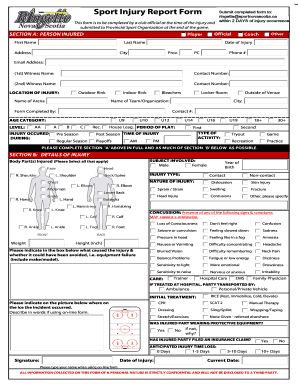 Fillable Online Sport Injury Report Form - bRingetteb Nova Scotia Fax ...