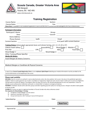 Fillable Online victoriascouts Training Registration Form - Scouting in ...