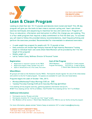 Fillable Online acymca Lean & Clean Program - acymca Fax Email Print ...