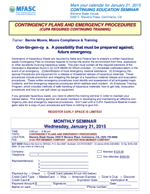 Fillable Online mfaca CONTINGENCY PLANS AND EMERGENCY PROCEDURES Fax Email Print - pdfFiller