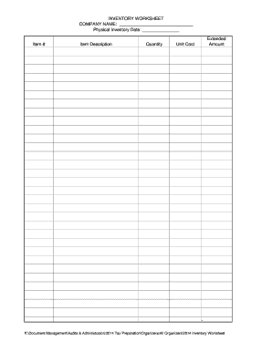 Fillable Online 2014 Inventory Worksheet - bgbaaccountingbbcomb Fax ...