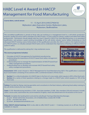 Fillable Online HABC Level 4 Award in HACCP Management for Food ...