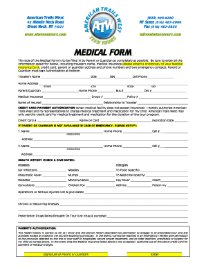 Fillable Online MEDICAL FORM - batwteentoursbbcomb Fax Email Print - pdfFiller