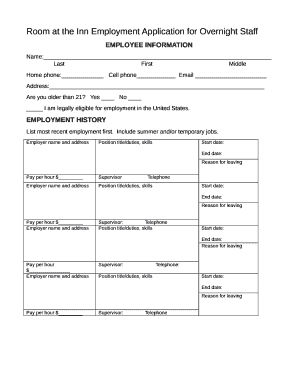 Fillable Online corvallisfumc Room at the Inn Employment Application ...