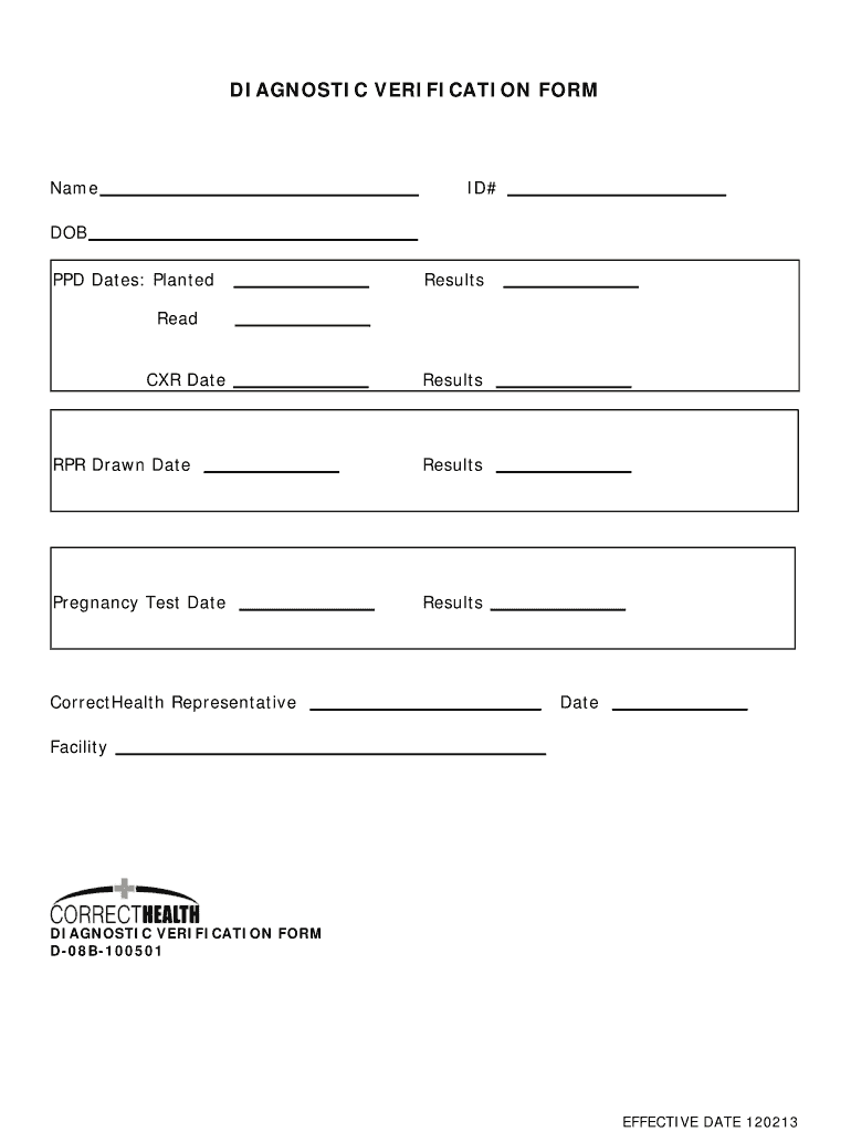 Fillable Online correcthealth Diagnostic Verification Form - Correct ...