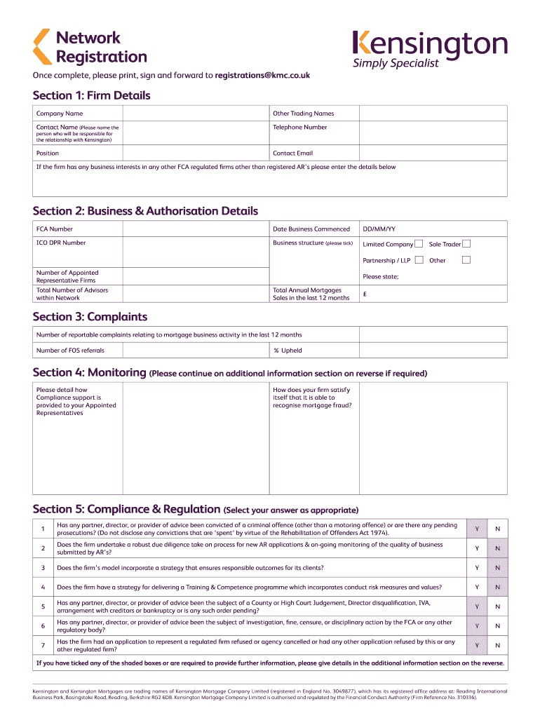 Fillable Online kmc co Network Registration Form - bkmcbbcobbukb Fax ...