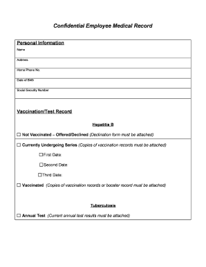 Fillable Online Confidential Employee Medical Record - bcnbarcfbbcomb ...