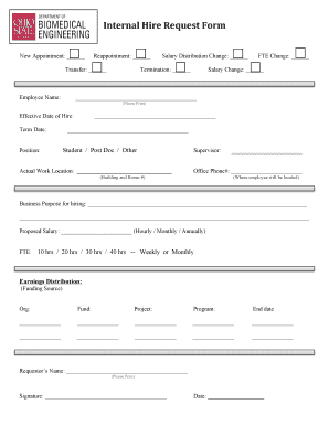 Fillable Online bme osu Internal Hire Request Form - Biomedical Engineering Fax Email Print ...