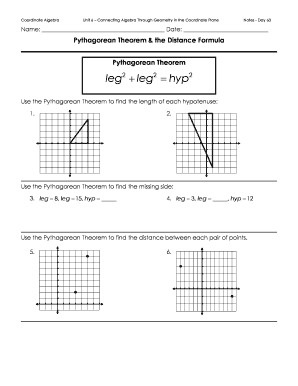 Fillable Online Pythagorean Theorem the Distance Formula Pyytthha Fax ...