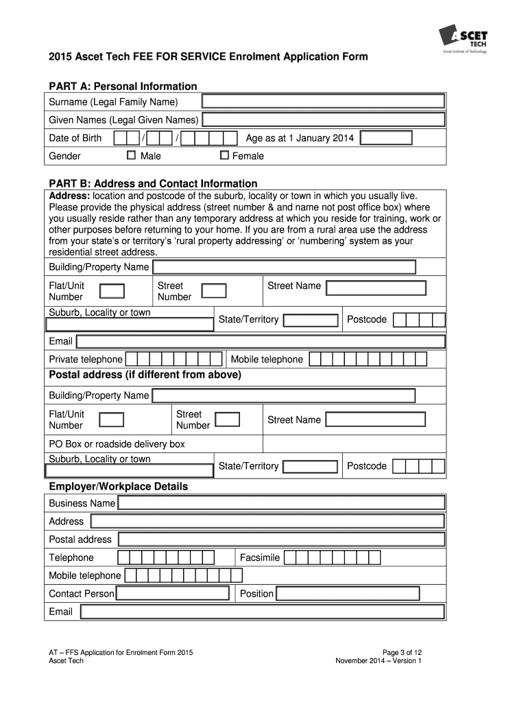 Fillable Online ascet edu Ascet Tafe Application Form Fax Email Print ...
