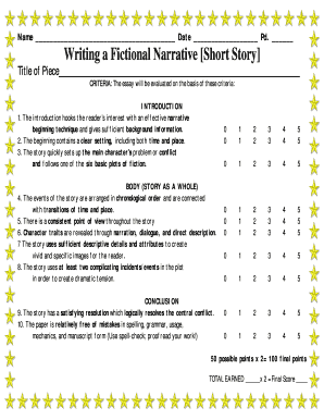 Fillable Online Name Date Pd Writing a Fictional Narrative Short Story ...