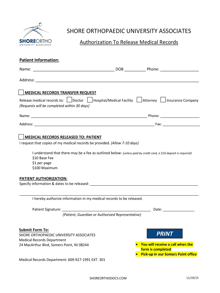 Fillable Online MEDICAL RECORDS TRANSFER REQUEST Fax Email Print ...