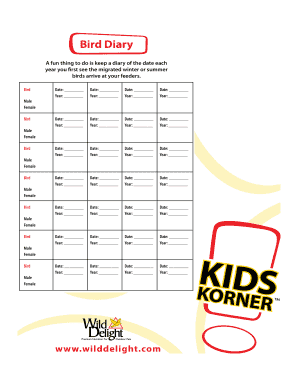Fillable Online Birding Diary - The Greenway Fax Email Print - pdfFiller