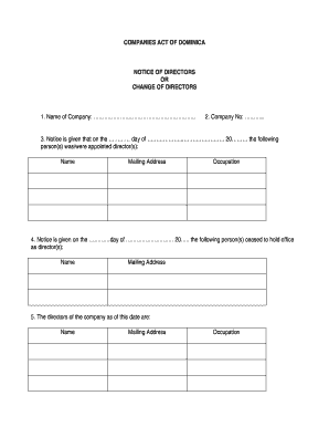 Fillable Online Notice of Directors or Notice of Change of Directors ...