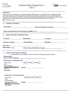 Fillable Online Personal Data Change Form Tier 2 Fax Email Print ...