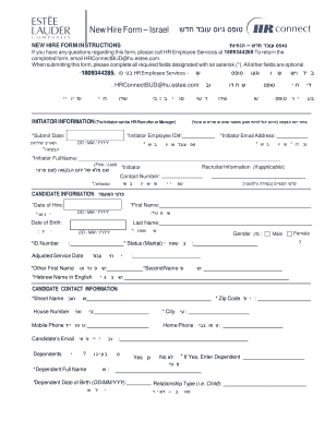 Fillable Online New Hire Form Israel Fax Email Print - pdfFiller