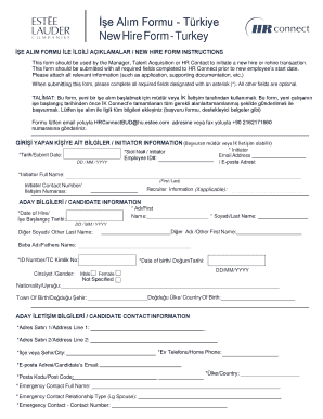 Fillable Online New Hire Form Turkey Fax Email Print - pdfFiller