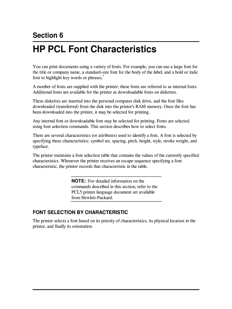 Fillable Online HP PCL Font Characteristics Fax Email Print - pdfFiller