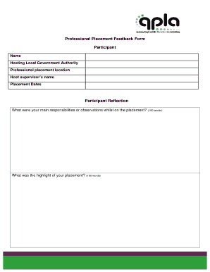 Fillable Online qpla asn Professional Placement Feedback Form ...