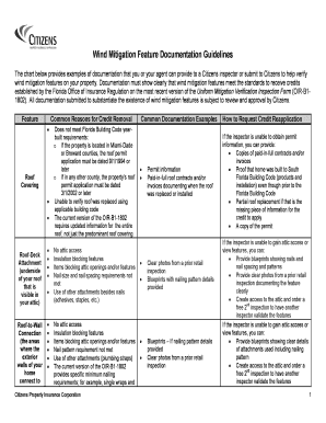 Fillable Online Wind Mitigation Feature Documentation Guidelines Fax ...