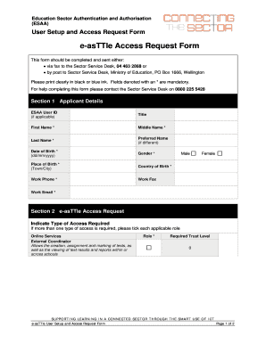 Fillable Online E-asTTle Access Request Form Fax Email Print - pdfFiller