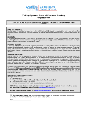 Fillable Online Visiting Speaker External Examiner Funding Request Form ...