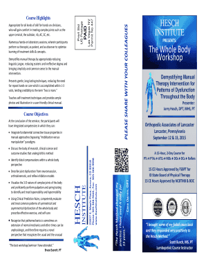 Fillable Online PRESENTS The Whole Body Workshop - Hesch Institute Fax ...