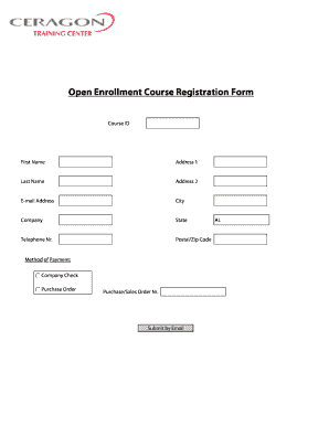 Fillable Online Open Enrollment Course Registration Form - Ceragon Fax Email Print - pdfFiller