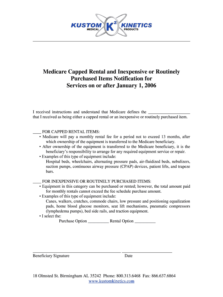 Fillable Online Medicare Capped Rental and Inexpensive or ... - Kustom ...