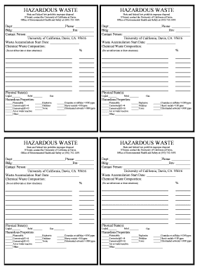 Fillable Online bml ucdavis Hazardous waste hazardous waste hazardous ...