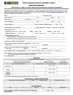 Fillable Online Fords-Employment-App.. - Ford's Produce Co., Inc. Fax ...