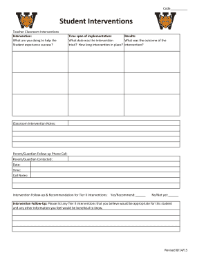 Fillable Online Student Interventions Fax Email Print - pdfFiller