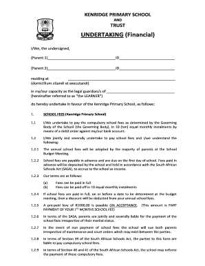 Fillable Online UNDERTAKING (Financial) Fax Email Print - pdfFiller