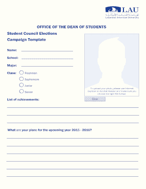 Fillable Online students lau edu Student Council Elections - students ...