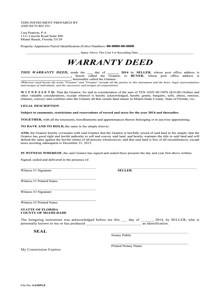 Fillable Online Sample closing package - Lisa Pearson PA - Miami ...