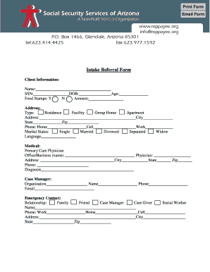 Fillable Online reppayee Intake Referral bFormb - Social Security ...