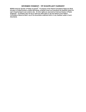Fillable Online INFORMED CONSENT - TIP RHINOPLASTY SURGERY Fax Email ...
