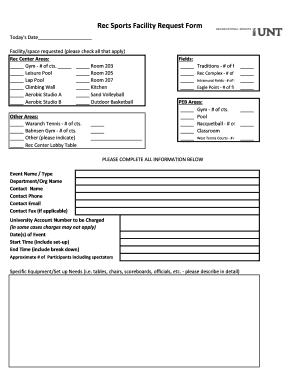 Fillable Online Rec Sports Facility Request Form Fax Email Print ...