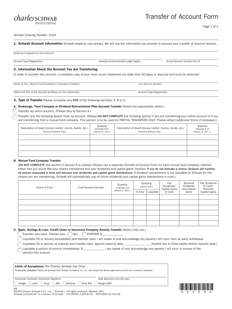 Fillable Online Transfer of Account Form Instructions - The Chartist ...