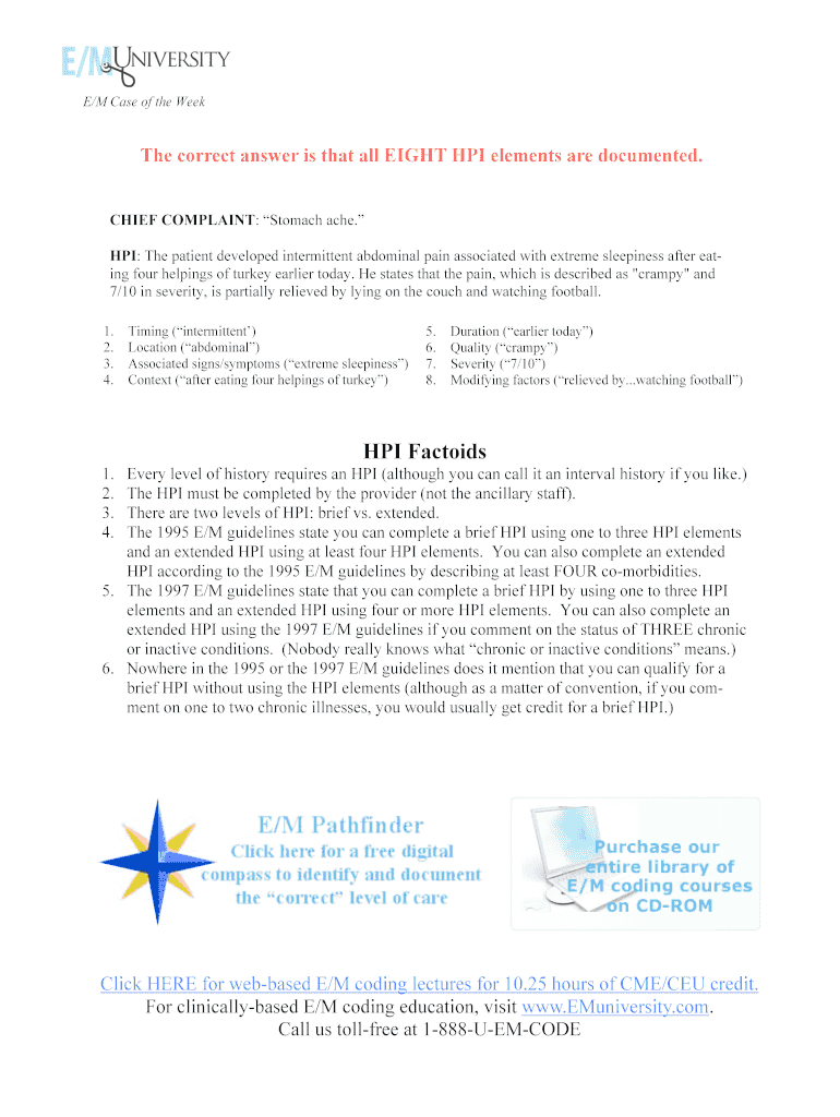 Fillable Online The correct answer is that all EIGHT HPI elements are ...