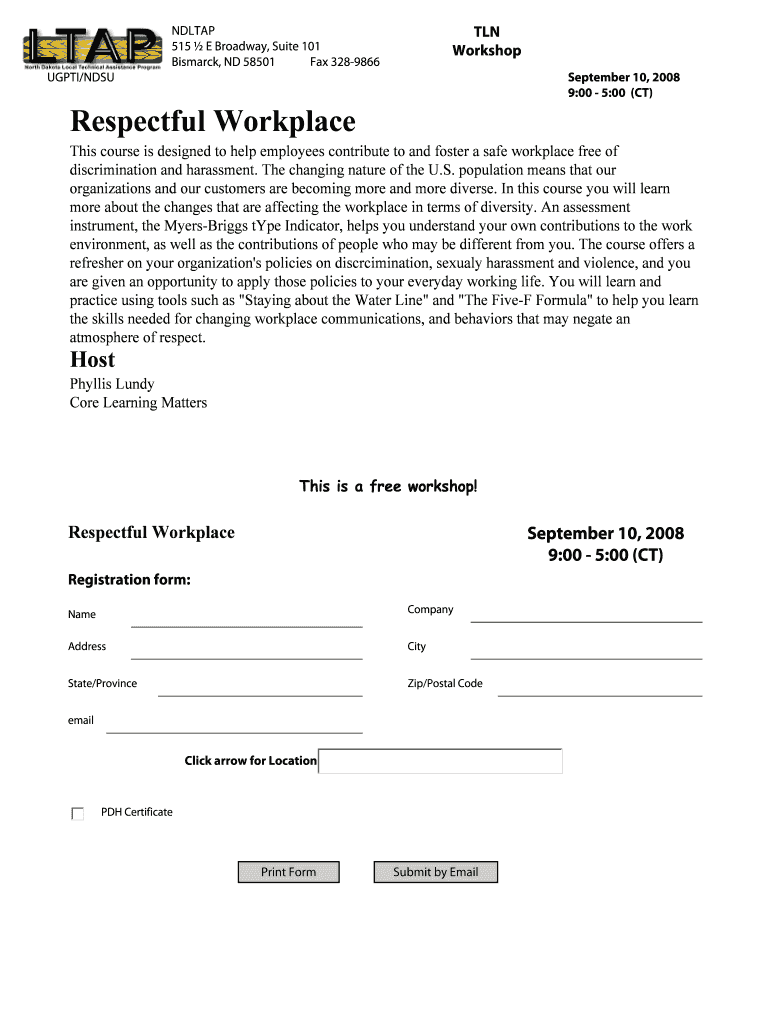 Fillable Online Respectful Workplace - Northland ATSSA Fax Email Print ...