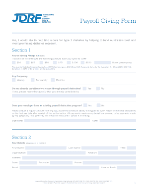 Fillable Online jdrf org Payroll Giving Form - JDRF Fax Email Print ...