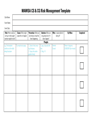 Fillable Online mawsa org BMAWSAb CS amp CG Risk Management Template ...