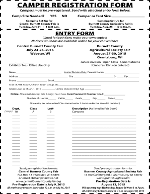 Fillable Online CAMPER REGISTRATION FORM - Burnett County Ag Fair Fax ...