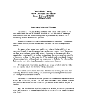Fillable Online 208 667-0621 Vasectomy Informed Consent - North Idaho ...