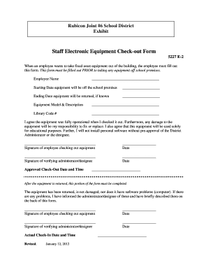Fillable Online saylesville Staff Electronic Equipment Check-out Form ...