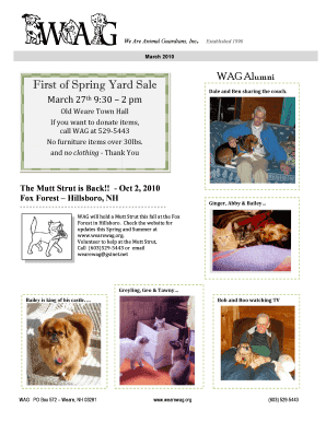Fillable Online wearewag First of Spring Yard Sale f Spring Yard Sale ...