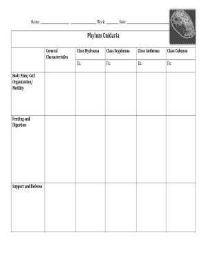 Fillable Online Phylum Cnidaria Study Sheet - Sardis Secondary School ...