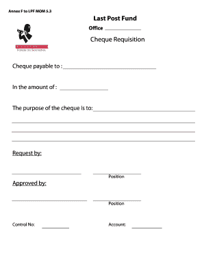 Fillable Online lastpostfund Last Post Fund Cheque Requisition ...